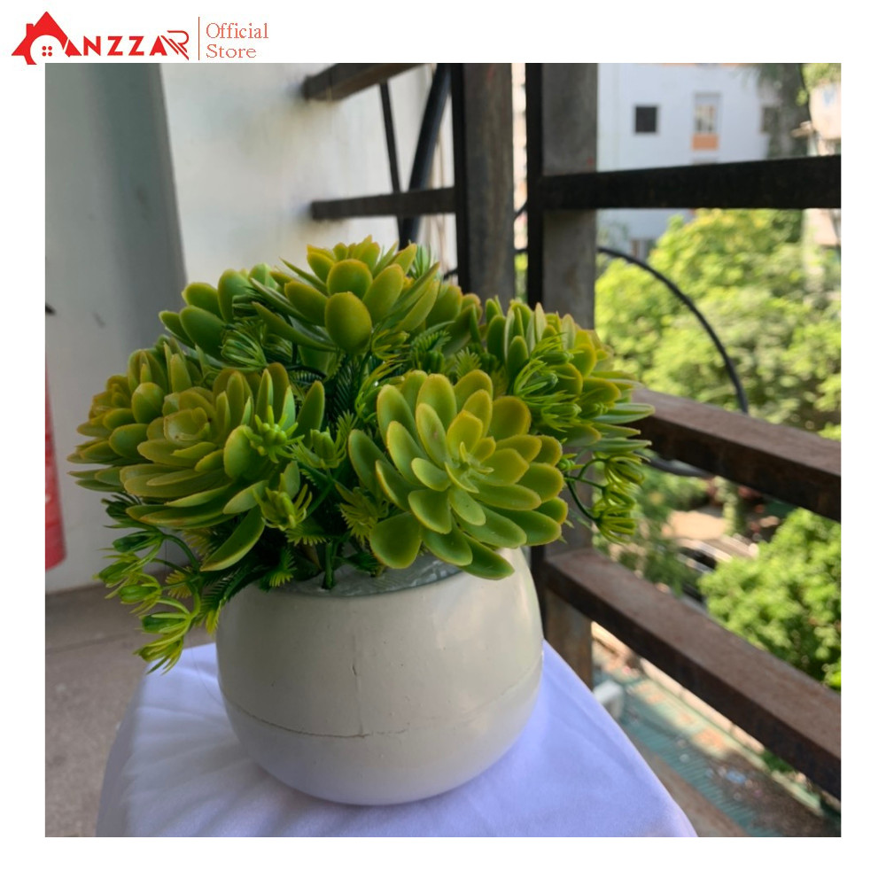 Chậu cây sen đá nhân tạo nhỏ xinh để bàn, kệ tủ decor, làm quà lưu niệm ...